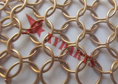China 1.5x18mm Chainmail Ring Metal Mesh Curtain Gold Color For Interior Building Decoration for sale