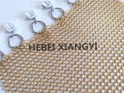 China Shining Gold Color 304 Stainless Steel Ring Mesh Chainmail Room Divider Curtain 1mm X 8mm for sale