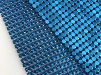 China Shiny Blue Aluminum Oem Metal Sequin Mesh Chain Mail Fabric Metallic Sequin Tablecloth for sale