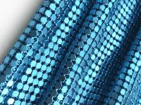 China Shiny Blue Aluminum Oem Metal Sequin Mesh Chain Mail Fabric Metallic Sequin Tablecloth for sale