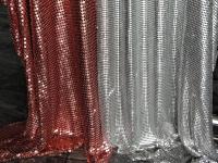 China Soft Flexible 3mm Metal Sequin Mesh Gold Aluminum Haute Garments Fabric for sale