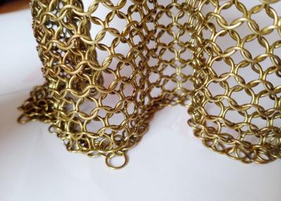 China Custom Chainmail Stainless Steel Mesh Curtain 1.0x8mm With Brass Colors for sale