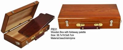 China Modern Custom Art Storage Containers Wooden Box With Foldaway Palette for sale