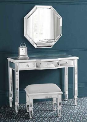 China Living Room Mirrored Console TableWith Mirror Stool Black Lacquer Painting for sale