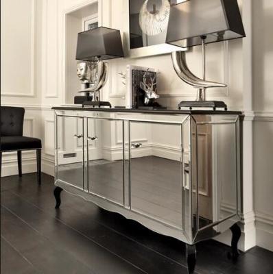 China Large Mirrored Side Board Solid Wood Clear Beveled Edge Mirror Material for sale
