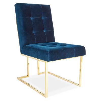 China Velvet Metal Frame Upholstered Chair , Brass Steel Frame Dining Chairs for sale