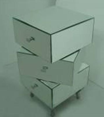 China Designer Multi Angle Mirrored Three Drawers Chest Side Table for sale