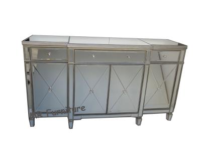 China Gold Mirrored Side Board Furniture 178 * 50 * 100cm Size Solid Wood for sale