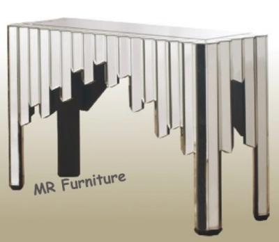 China Comb Design Mirrored Console Table For Living Room Glass Mirror Finish for sale