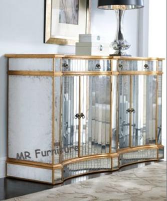 China Fashion Mirrored Side Board Gold Wooden Trimming Finish Beveled Edge for sale