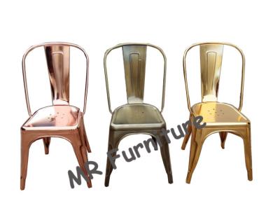 China Metal Wedding Dining Chairs For Restaurant Gold Color 45cm Height 34 Inch for sale