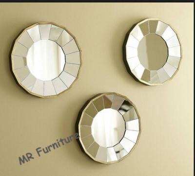 China 3 Set Decor Mirror For Living Room , Tray Plate Decorative Mirror Decals for sale