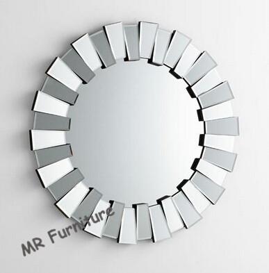 China Fashionable 3D Wall Mirror With Metal Mounting Wooden Frame Dia 90cm for sale
