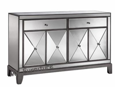 China 55 Inch Height Mirrored 4 Door Sideboard , Luxury Devin Mirrored Sideboard for sale