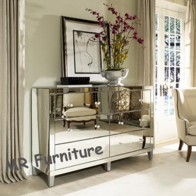 China Full Glass Mirrored Server Buffet , Antique Bedroom Mirrored Glass Sideboard for sale