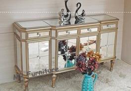 China Popular Mirrored Side Board Durable Birch Wood Material Body Mirror Finish for sale