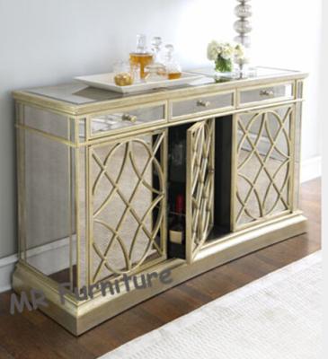 China Champagne Gold Mirrored Sideboard Table , 85cm Height Mirrored Dining Room Buffet for sale