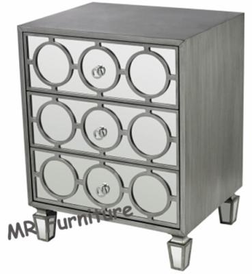 China Beautiful Three Drawer Mirrored Nightstand , Vintage Mirrored 3 Drawer Nightstand for sale