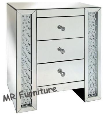 China Crystal Diamond Design Mirrored Chest of Drawer Bed Side Table for sale