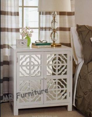 China Wooden Door White Mirrored Buffet Cabinet , Living Room Mirrored Buffet Furniture for sale