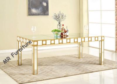 China Mirrored Glass Top Rectangle Dining Table , 82 Inch Glass Top Kitchen Table Sets for sale