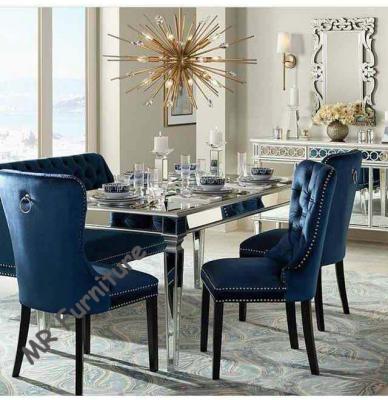 China 6 Person Modern Mirrored Dining Table Furniture Strong Wooden Struture for sale
