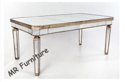 China 86 Inches Mirrored Rectangular Glass Dining Table For Restaurant / Home for sale