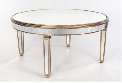 China Fashionable Mirrored Round Dining Table , Large Size Glass Top Dining Room Tables for sale