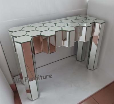 China Diamond Design Mirrored Glass Console Table , Modern Console Mirror Table for sale