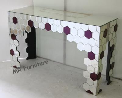 China Mirrored Living Room Console Table , Purple Silver Mirrored Entry Table for sale