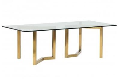 China 10 Person Gold  Glass Mirrored Dining Table With Stainless Steel Base for sale