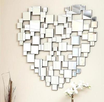 China Heart Shape Modern Decorative Wall Mirrors , Venetian Large Silver Wall Mirror for sale