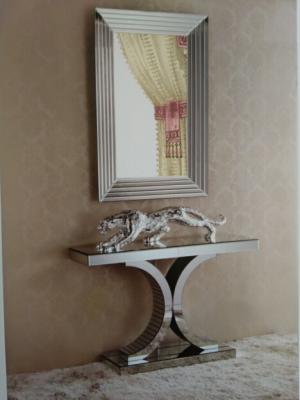 China Popular White Gloss Console Table With Wall Mirror Opsite Double C Design for sale