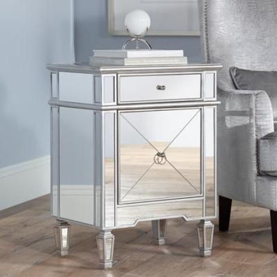China Wooden Trimming Mirrored Side Tables For Bedroom  Gold / Silver Optional for sale