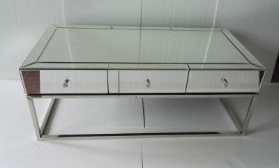 China Modern Glass Mirror Coffee Table With Durable Stainless Steel Base / Legs for sale
