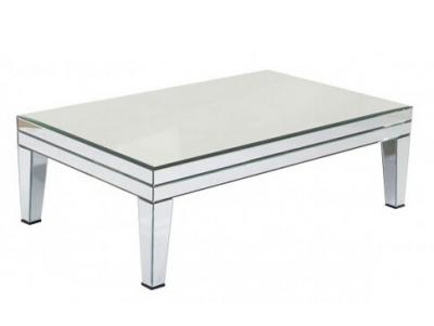 China Beveled Edge Rectangular Mirrored Coffee Table For Living Room Clear Mirror Color for sale