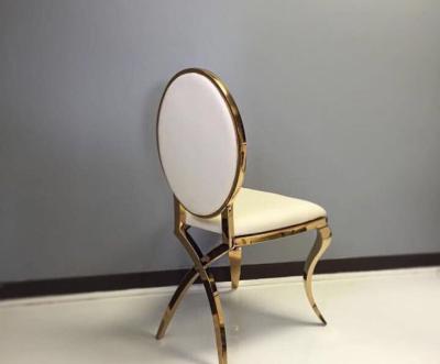 China Stainless Steel Wedding Dining Chairs Rose Gold Party Furniture Rental for sale