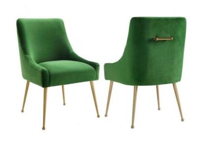 China Restaurant Wedding Dining Chairs Emerald Green Velvet Fabric Metal Designer for sale