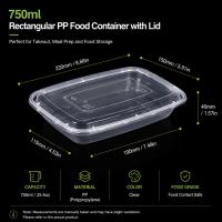 China 750ml Square PP Food Trays American Style Meal Takeaway Tray with Lid for sale