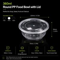 China 360ml Round PP Disposable Soup Bowls Clear Lids for Takeaway Soup Portions for sale