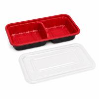 China Two Compartment Red Black PP Food Trays for Meal Preparation for sale