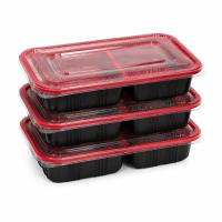 China Two Compartment Red Black PP Food Trays for Meal Preparation for sale