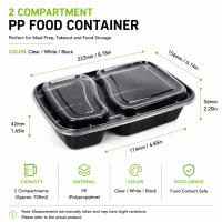 China 700ml Two Compartment Clear PP Sectioned Takeaway Box for Hot Catering Meals for sale