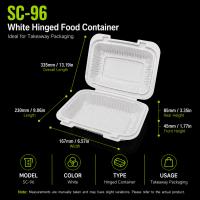 China SC-96 White PP Clamshell Takeout Containers for Restaurant Meal Packaging for sale