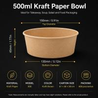 China Soup Salad Snacks Kraft Paper Take Out Boxes Round Paper Bowl 500ml for sale