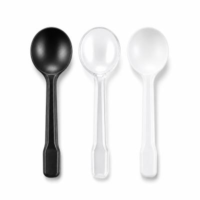 China 140mm Plastic Disposable Soup Spoon for Desserts Takeaway Catering Meals for sale