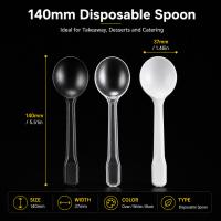 China 140mm Plastic Disposable Soup Spoon for Desserts Takeaway Catering Meals for sale