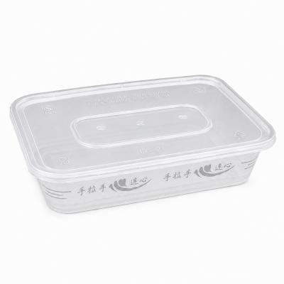 China Takeaway Packaging PP Meal Prep Box Square Oil Resistant 650ml With Lid for sale