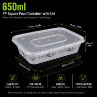 China Takeaway Packaging PP Meal Prep Box Square Oil Resistant 650ml With Lid for sale