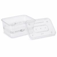 China 1000ml PP Food Containers Deep Square Catering Box Lidded for Large Meals for sale